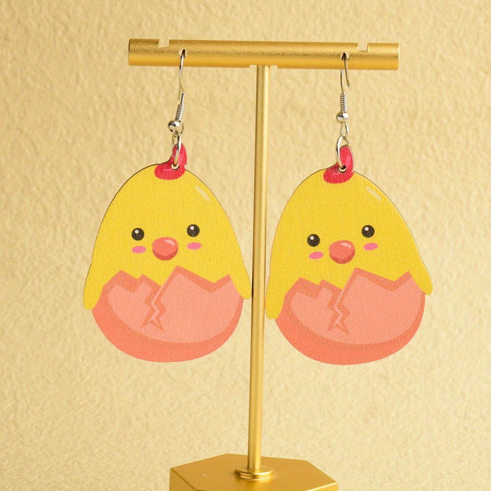 Easter Cartoon Cute Hatching Chicken Dangle Earrings - Temu