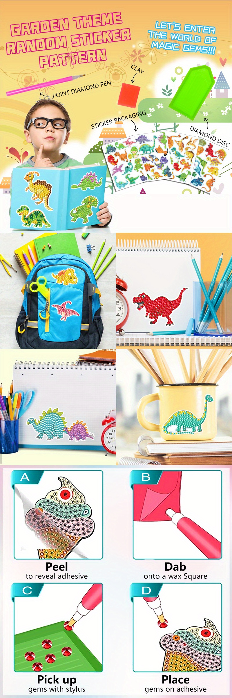 Diamond Painting Kits Diamond Art Animal Dinosaur Sticker - Temu