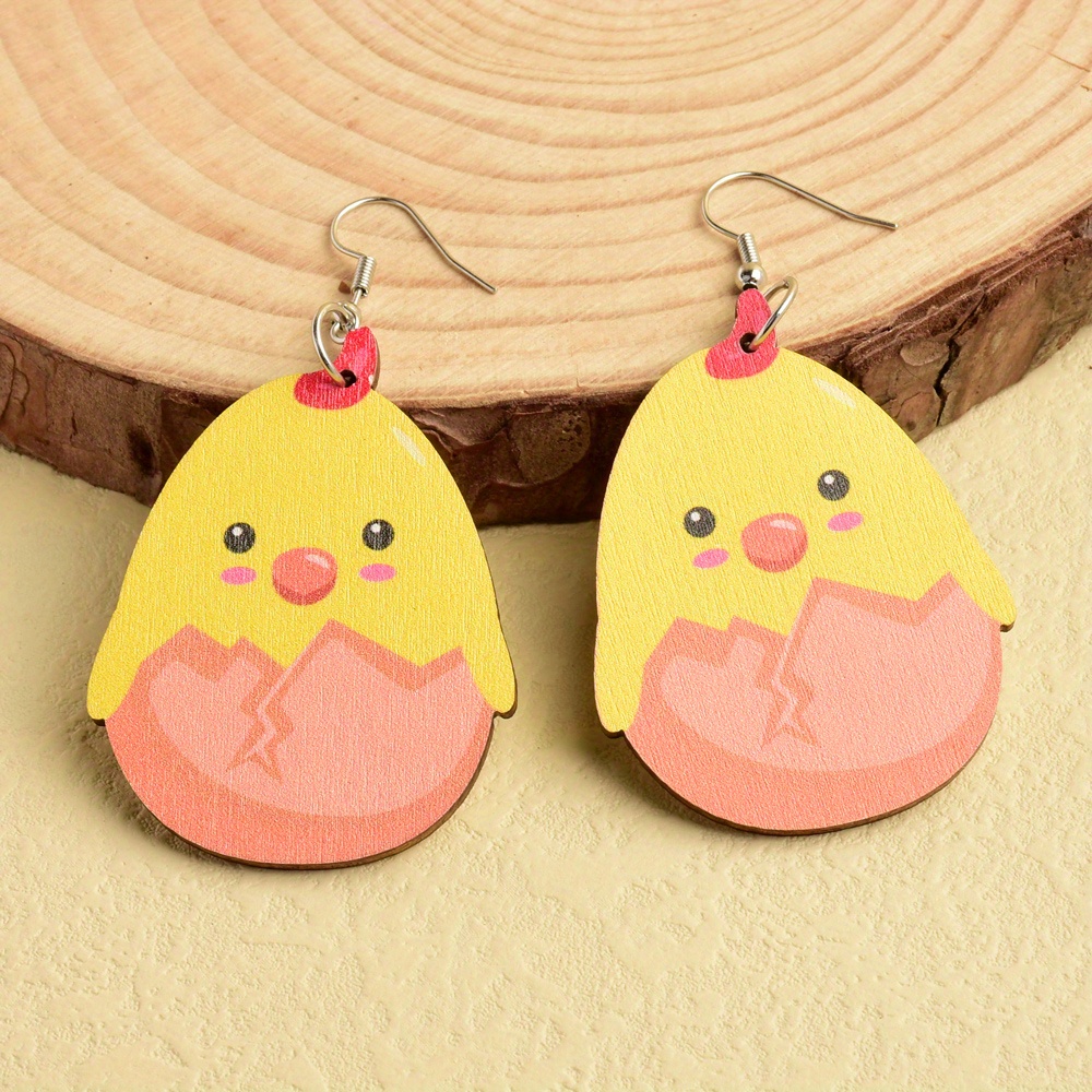 Easter Cartoon Cute Hatching Chicken Dangle Earrings - Temu