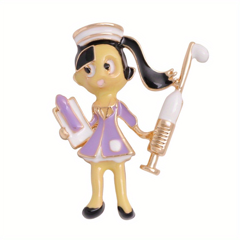 Cute Cartoon Nurse Alloy Brooches Pins Corsage Scarf Clips Safety Pin ...