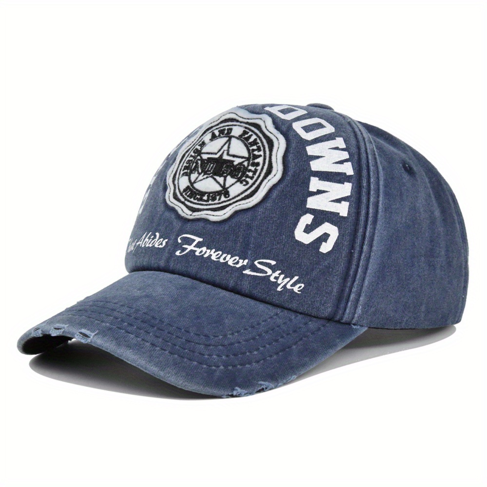 Vintage Label Embroidery Baseball Cap Ripped Washed - Temu