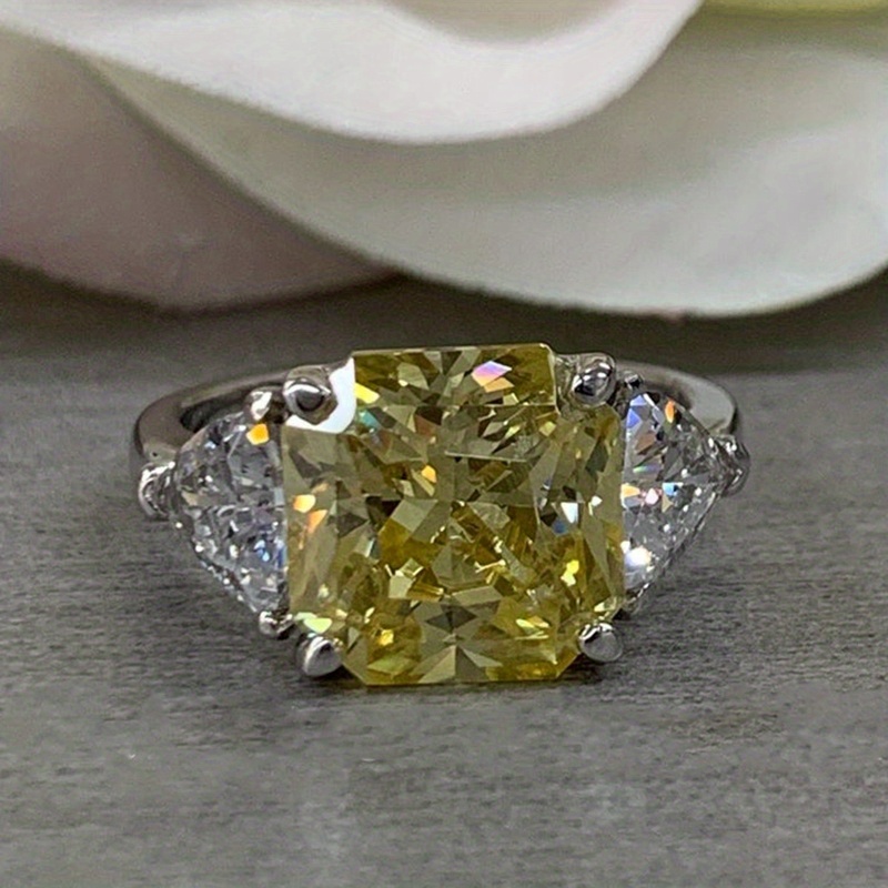 Inlaid Yellow Gemstone Decoration Ring - Temu Netherlands