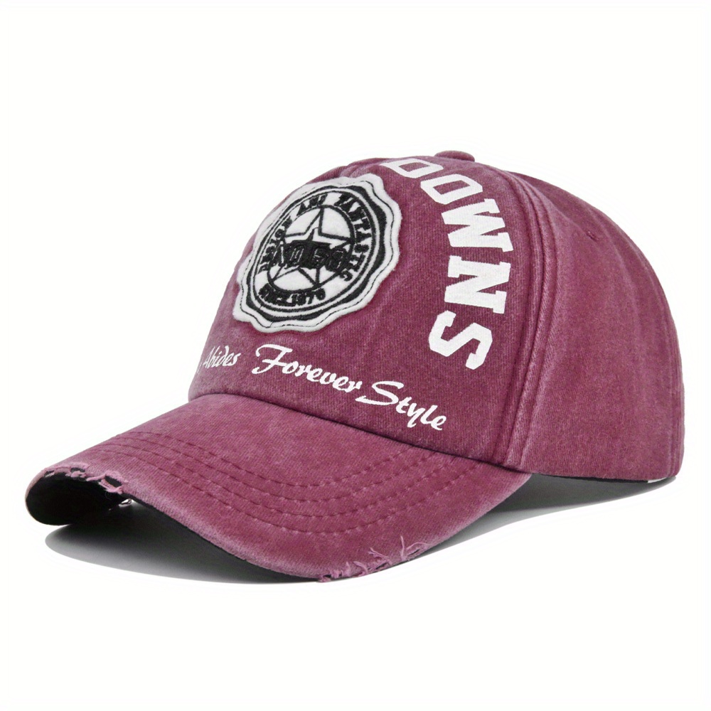 Vintage Label Embroidery Baseball Cap Ripped Washed - Temu