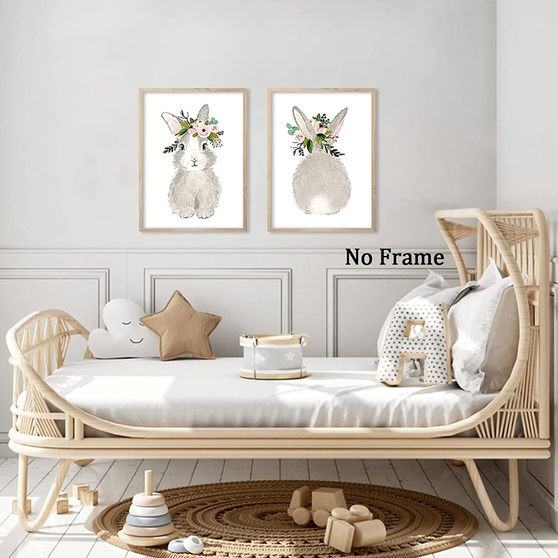 2pcs Set Canvas Painting Abstract Easter Bunny Wall Art Decor For ...