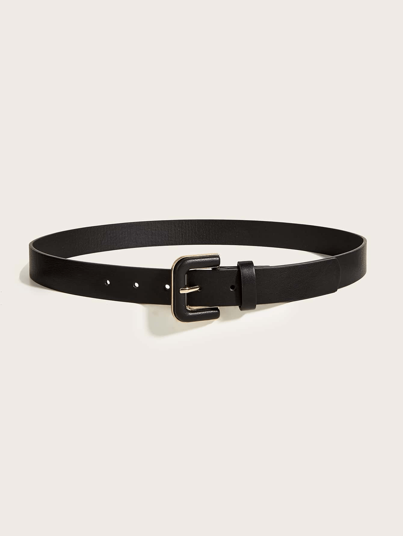 Half Square Buckle Pants Belt Black Pu Leather Casual Belts - Temu ...