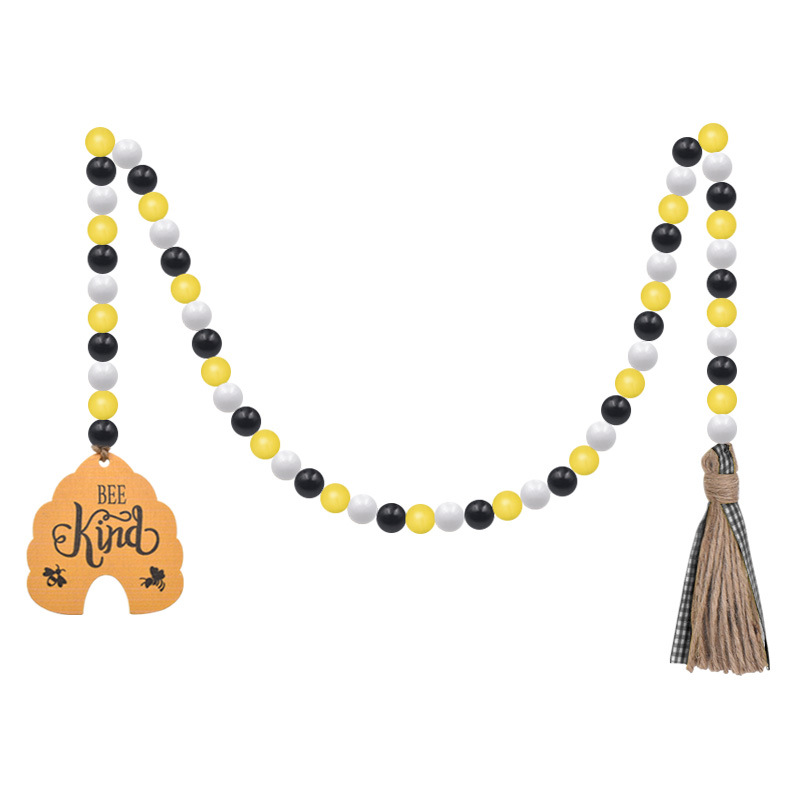 Bee Wood Bead Garland Plaid Tassels Kind Tag 3 Color Nature - Temu ...