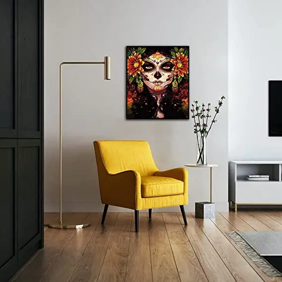 성인용 Calavera 소녀 Arcylic 페인팅 키트 성인 초심자 어린이를 위한 숫자로 16 X 20 아크 Temu