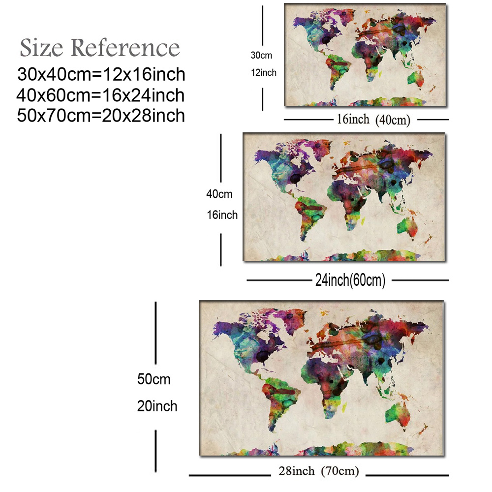Watercolor World Map Canvas Poster Stunning Wall Art For - Temu Greece