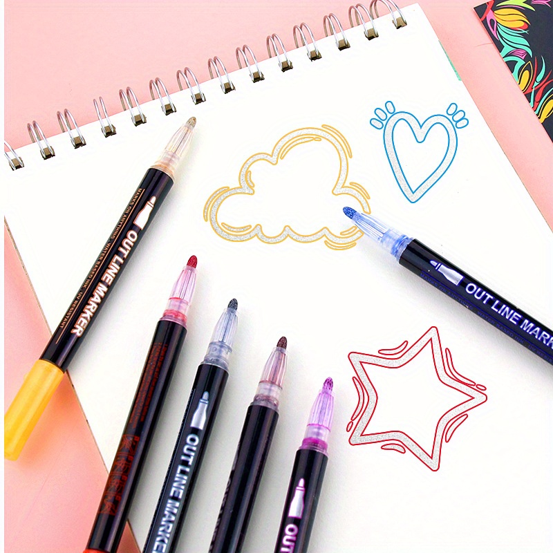 12/24 Colors Double Line Outline Pen Fantasy Diy Journal - Temu United ...