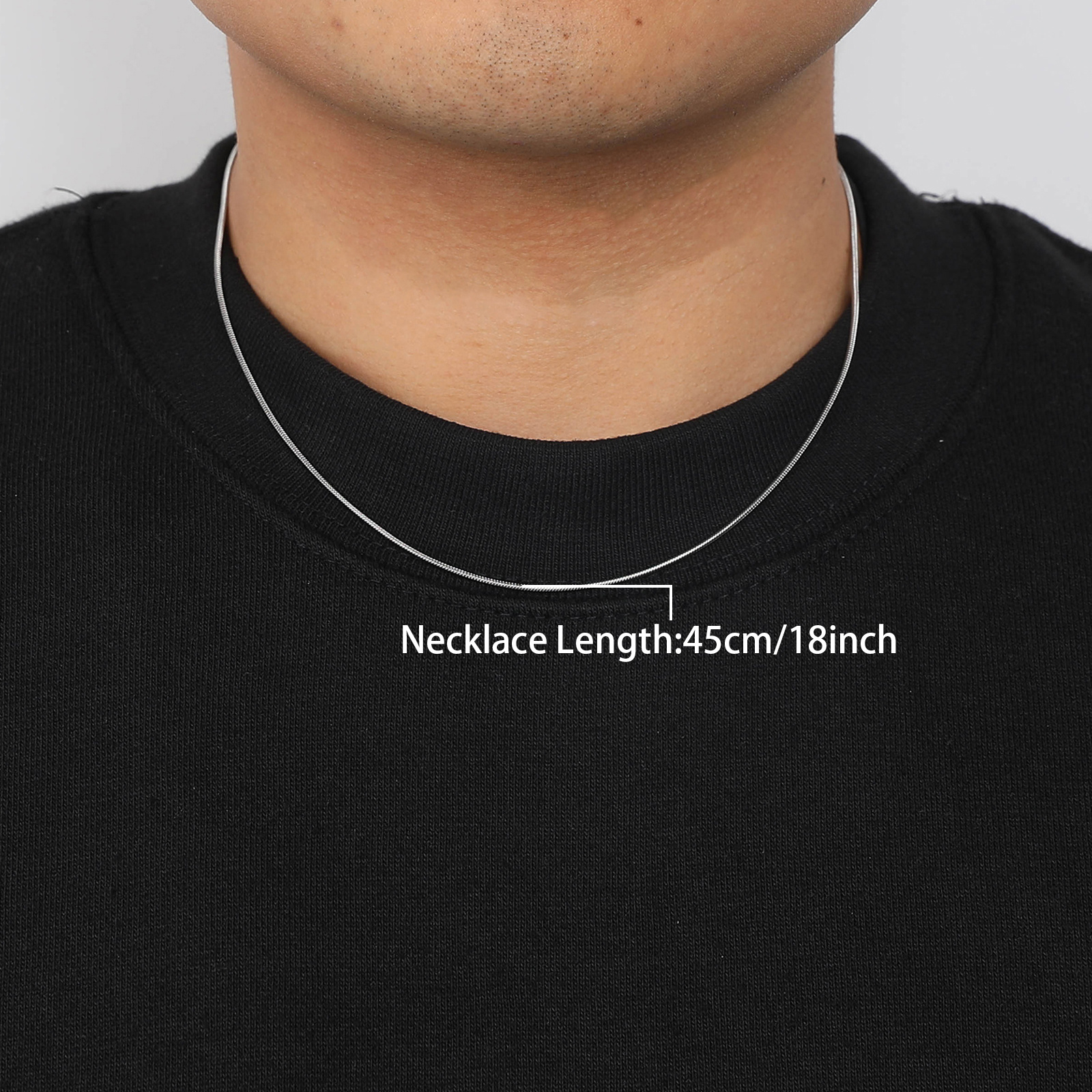 1 Pc Stainless Steel Silver Round Snake Chain Necklace For Men | Shop ...