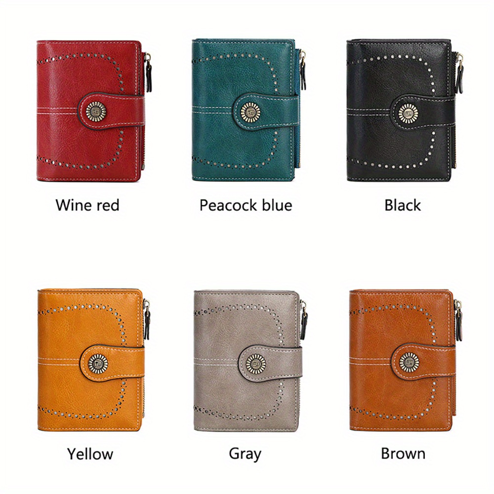 Women's Vintage Short Wallet Clutch Leather Coin Purse - Temu Ireland