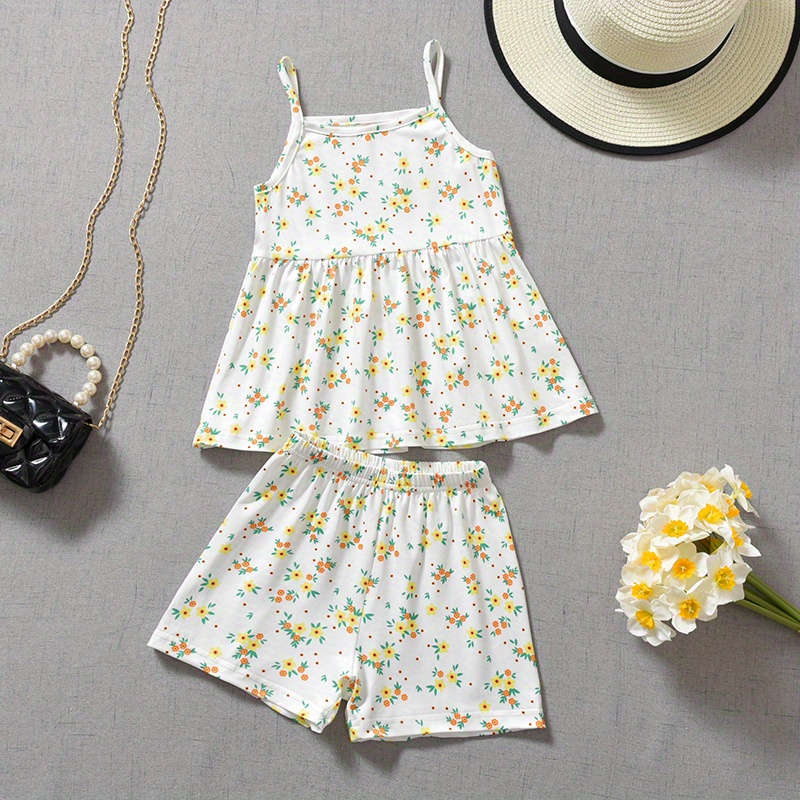 Lovely Girls Floral Suspender Ruffle Hem Crop Cami Top - Temu Norway