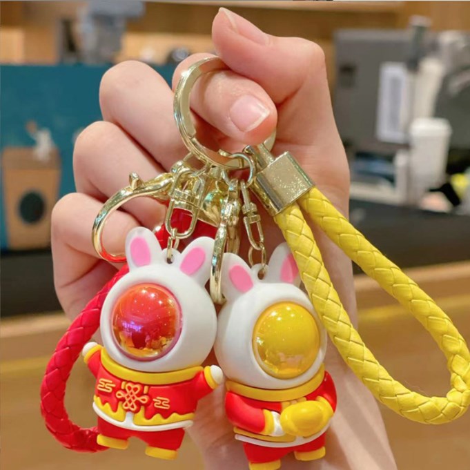 Cartoon New Year Rabbit Charm Keychain Cute Keyring - Temu Norway