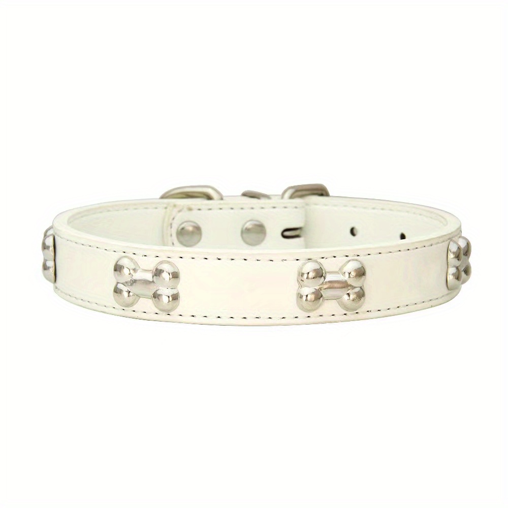 Collar Pu Leather Bone Dog Neck Collar Outdoor Pet - Temu United