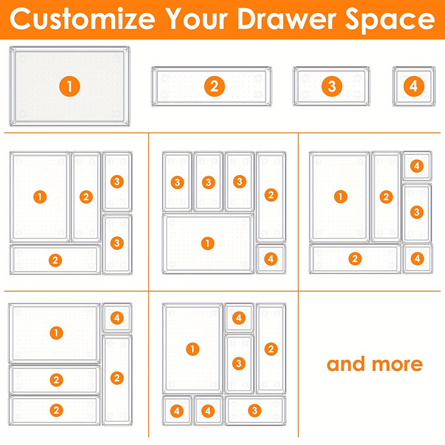 Desk Drawer Organizers Trays Set Clear Plastic Storage Bins - Temu ...