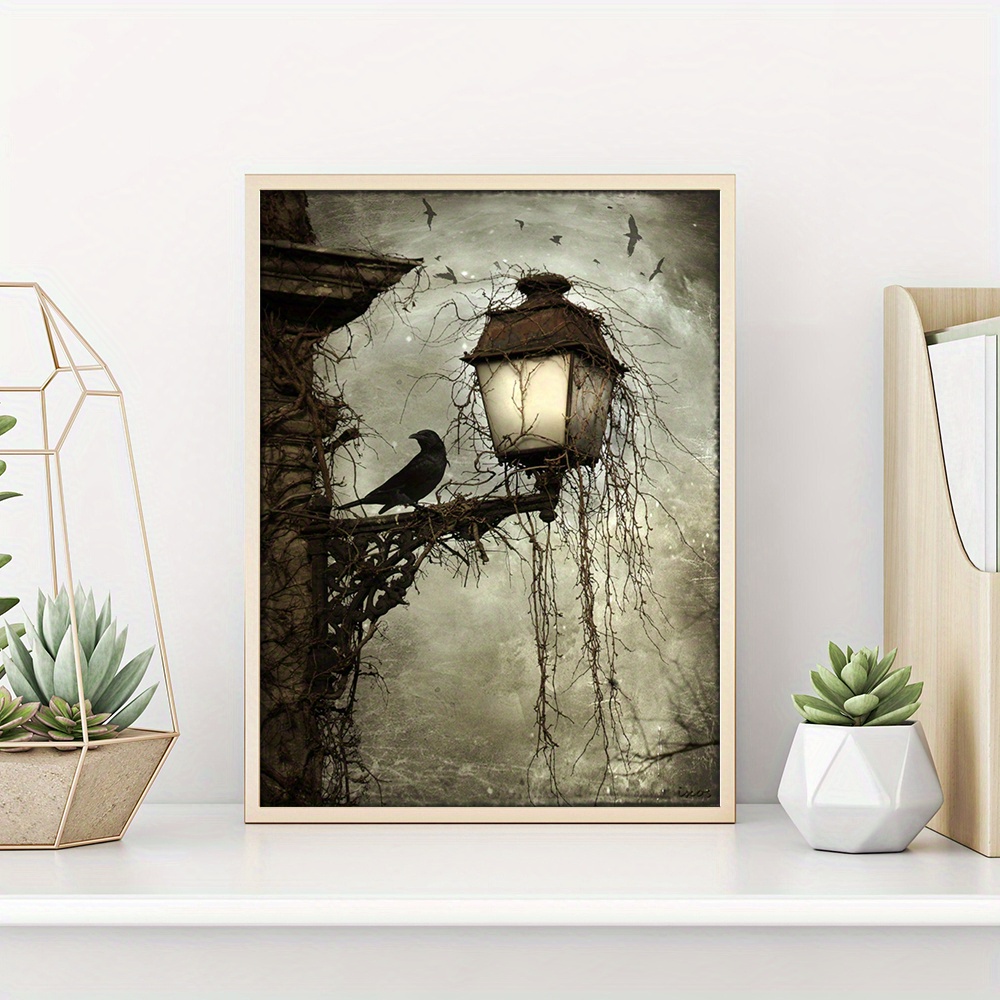 Canvas Painting Wall Art Lamp Crow Hd Printed Animal Poster - Temu