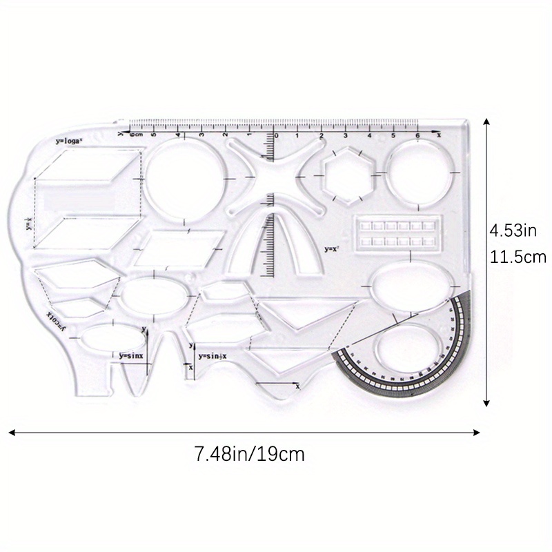 Straightedge Multifunctional Geometric Function Graphic Ruler Student ...