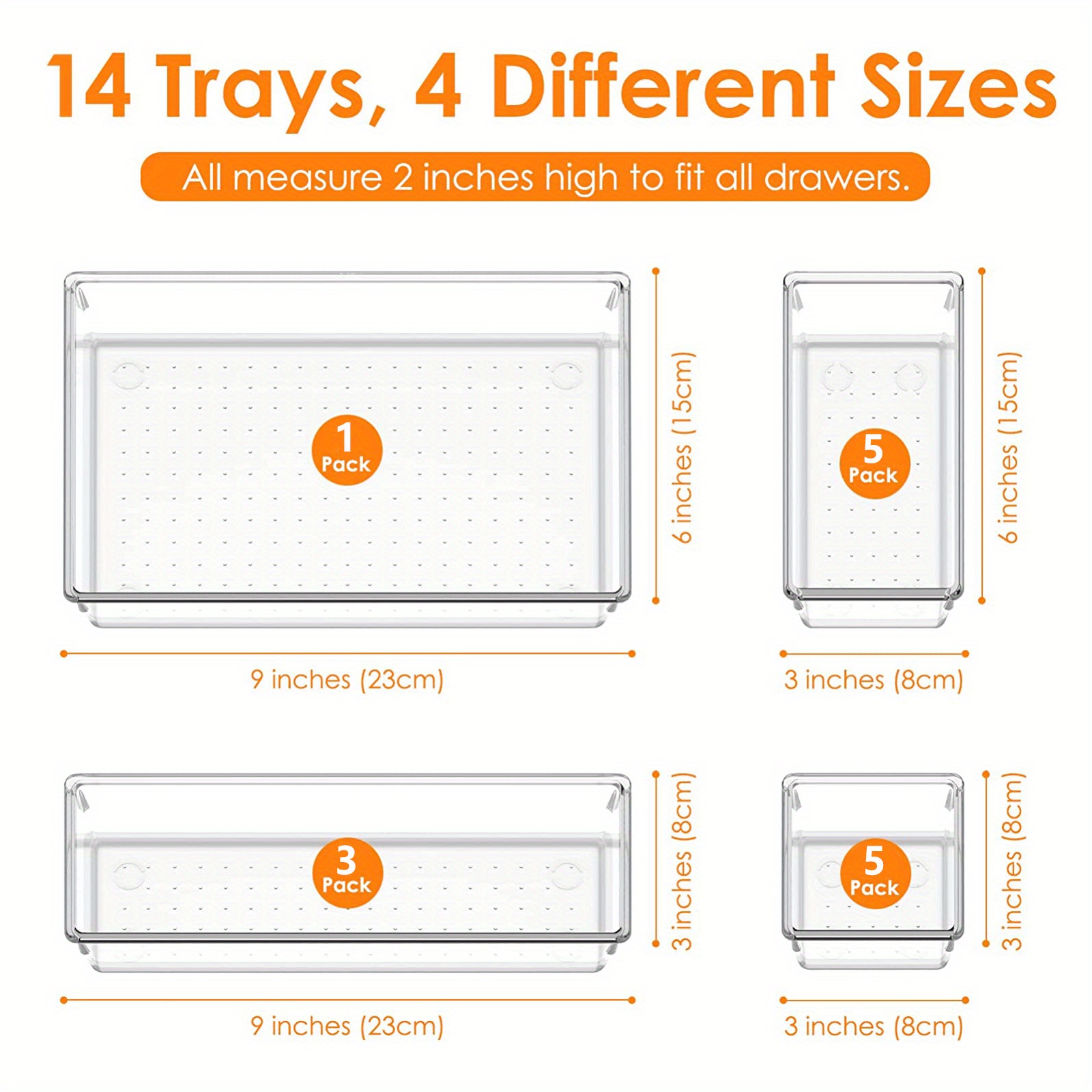 Desk Drawer Organizers Trays Set Clear Plastic Storage Bins - Temu Canada