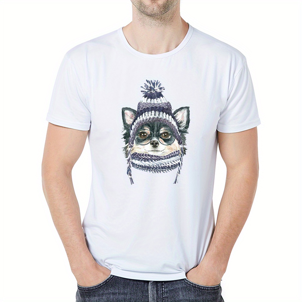 Men's Cute Cartoon Dog Car Drawing Crew Neck - Temu Norway