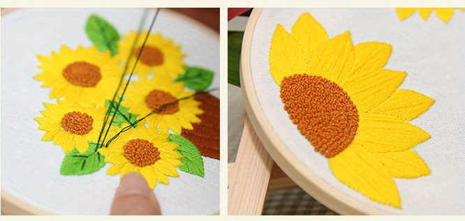 初心者向け3d刺繍スターターキット1個 大人向けクロスステッチキット かわいい 模様の刺繍布と刺繍フープ 糸 針 Temu Japan
