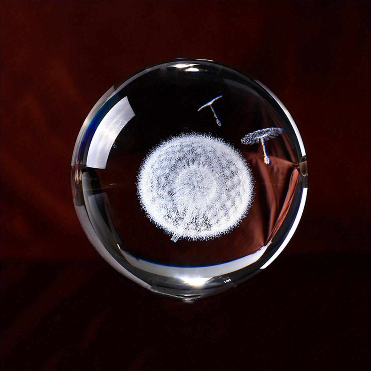 1pc Crystal Miniature Dandelion Ball 3d Laser Engraved Glass Craft ...