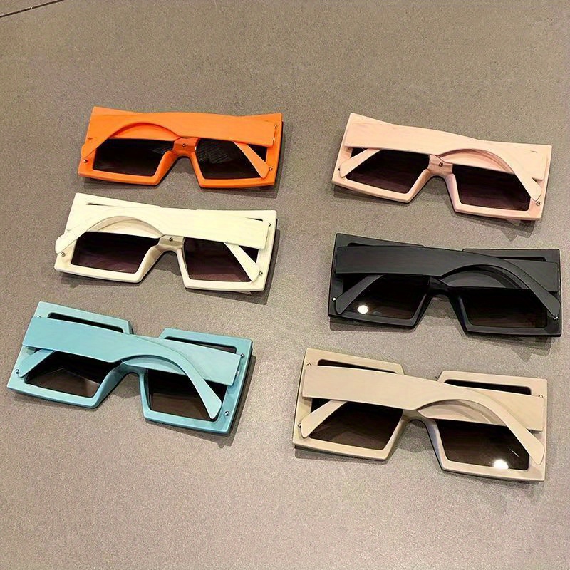Oversized Square Frame Women Men Color Block Gradient Lens - Temu South ...