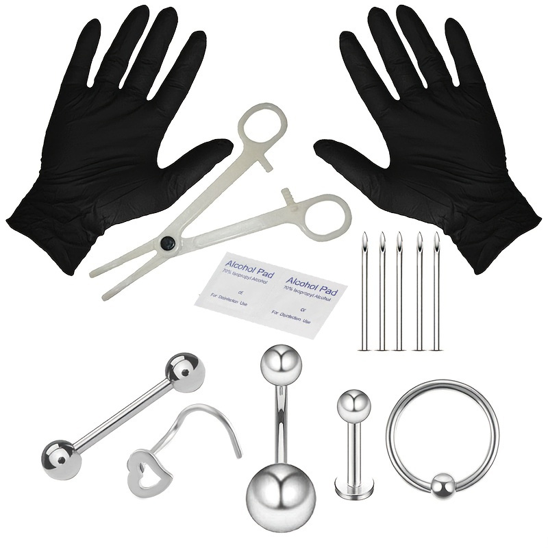 Body Piercing Kit For Nose Lip Ear Stainless Steel Piercing ...