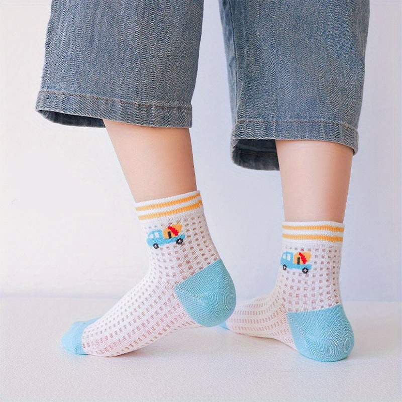 Boys Casual Cute Mesh Breathable Socks Car Print Crew Socks - Temu Norway
