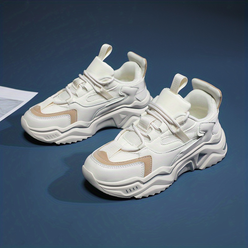 Women's Platform Sneakers, Low Top Lace Up Round Toe Colorblock ...