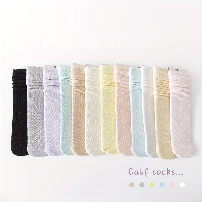 cute elegant mesh thin knit high socks comfortable - Temu