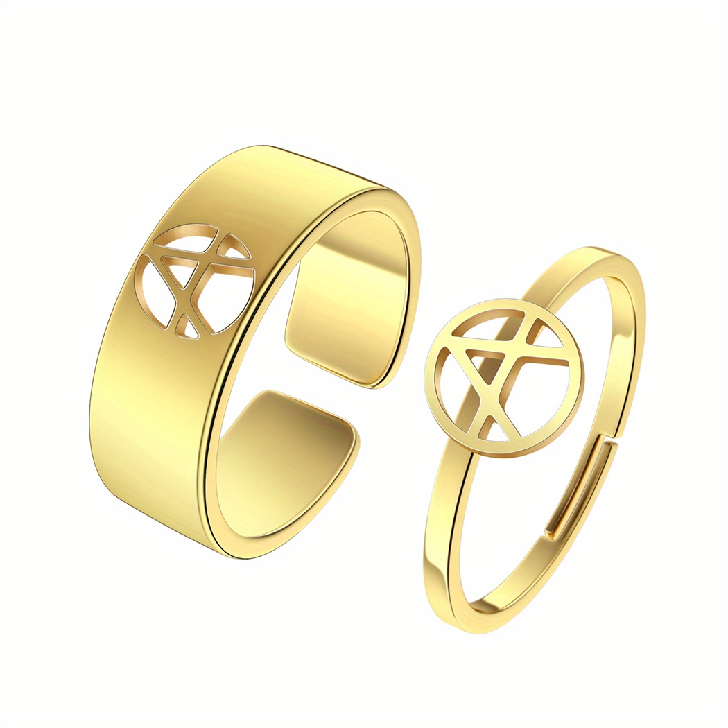 Stainless Steel Matching Ring Letter A Pattern Wedding - Temu United ...