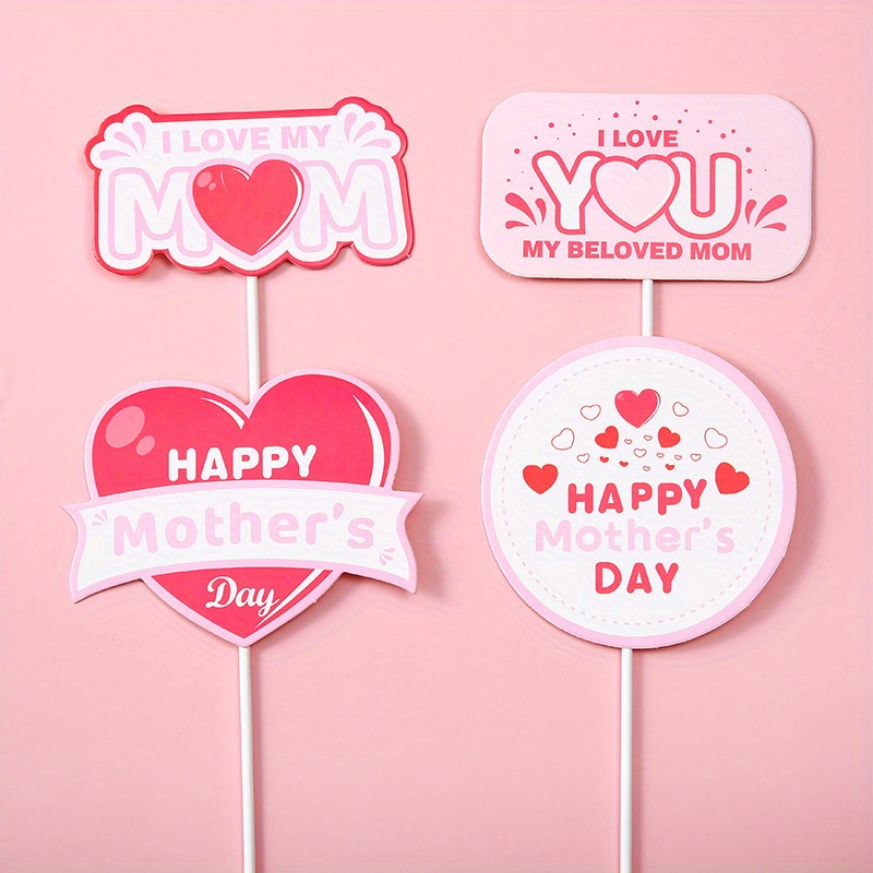 Cake Topper Happy Mother's Day Love Heart Cake Toppers - Temu Australia