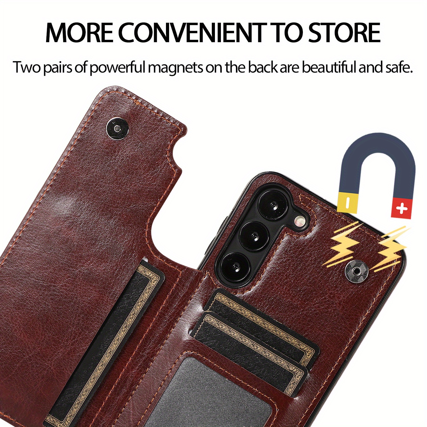 leather flip wallet cover case kickstand card slots - Temu Denmark