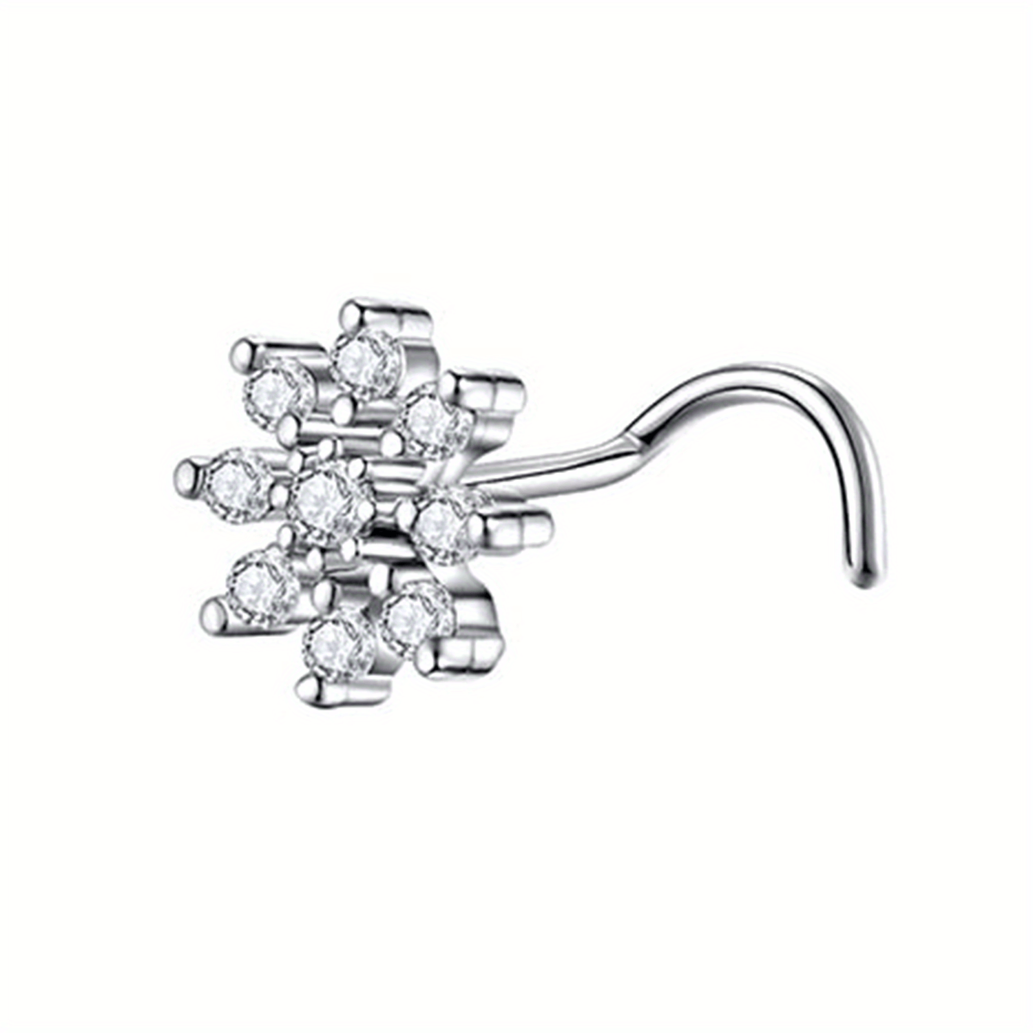 Flower/snowflake/butterfly Etc Shape Nose Ring Inlaid Shiny - Temu ...