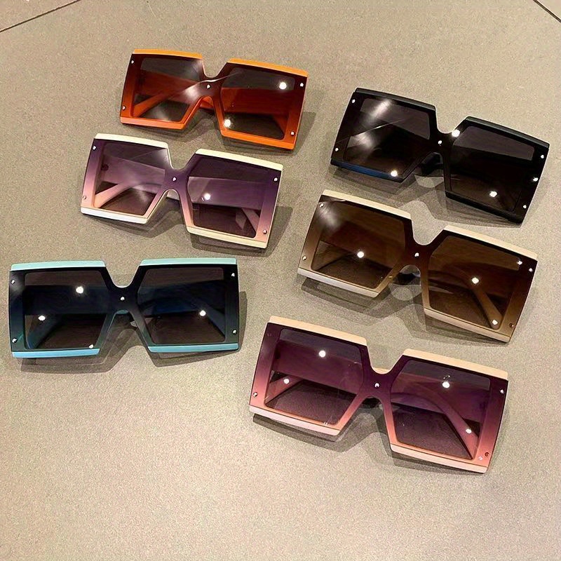 Oversized Square Frame Women Men Color Block Gradient Lens - Temu South ...