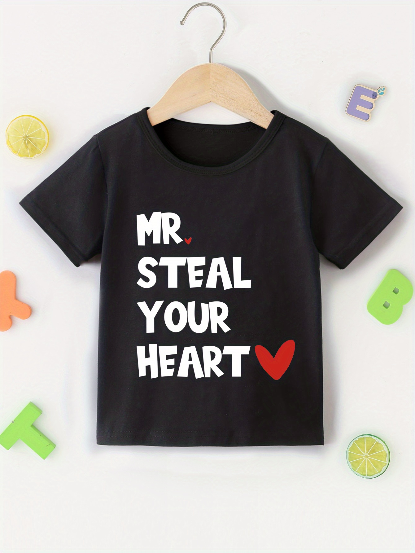 boys "mr steal heart" round neck t shirt casual soft - Temu Ireland