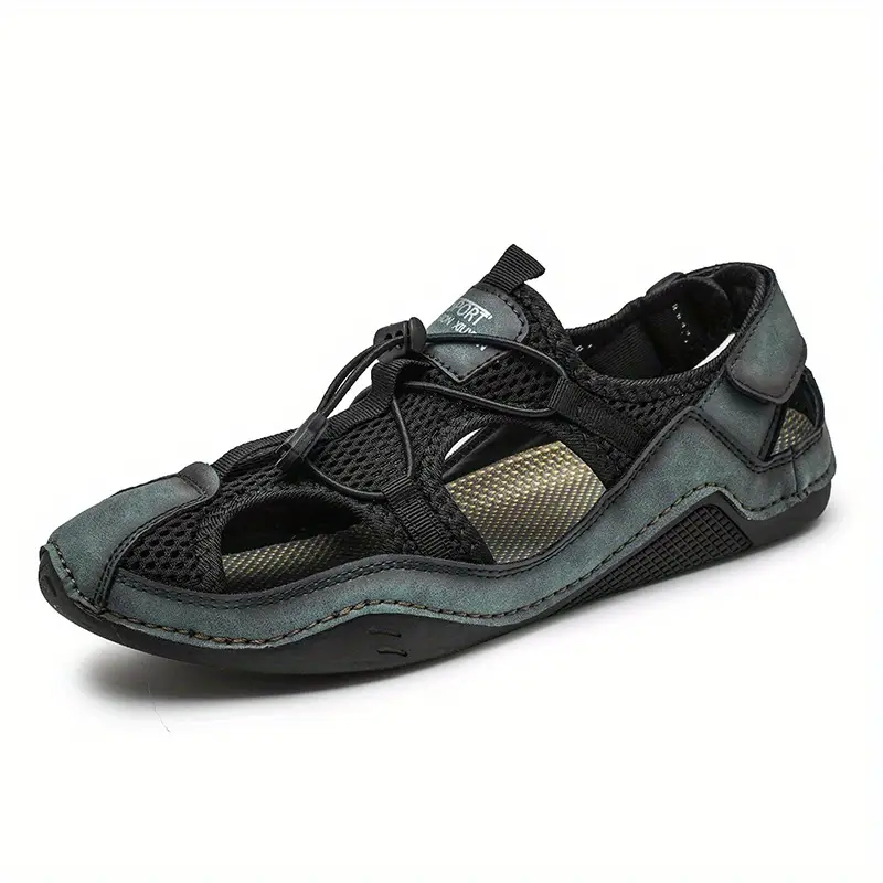 Mens Leather Breathable Mesh Lightweight Sneakers Wear Resistant Non