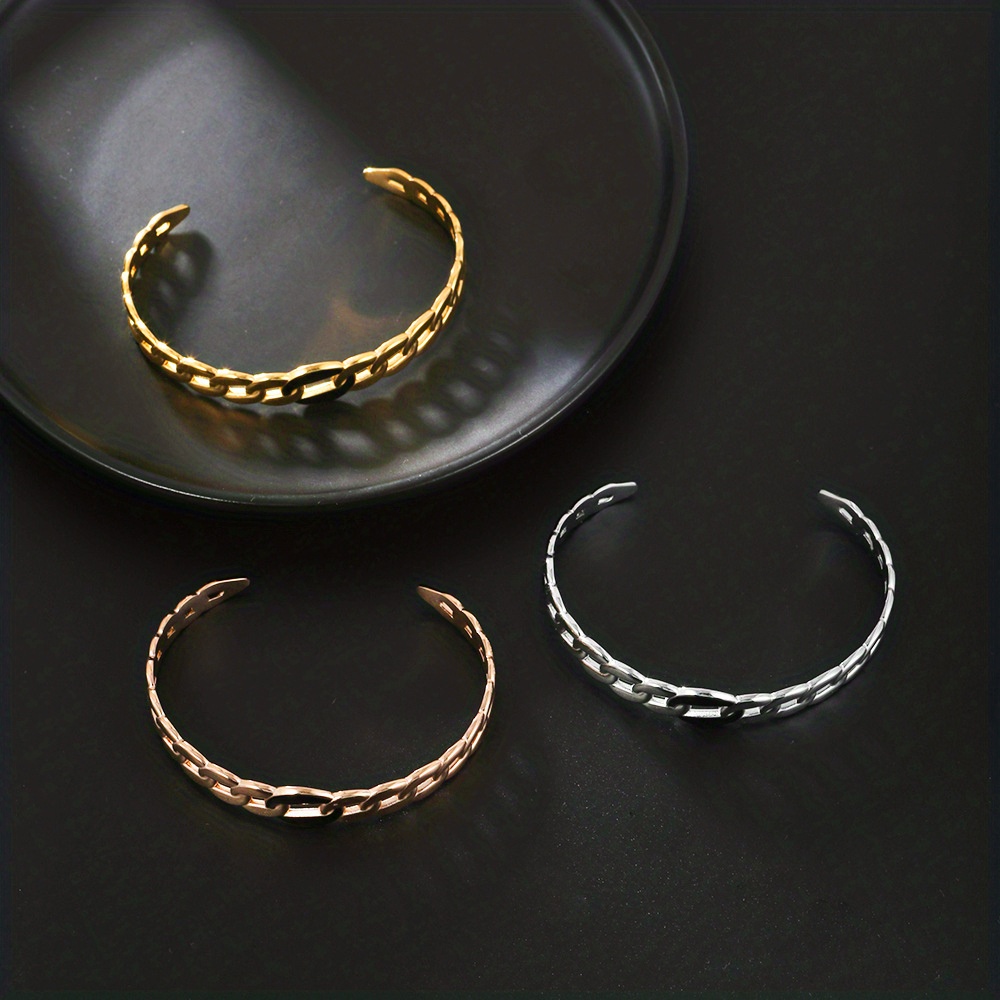 Stainless Steel Twisted Open Bracelet Retro Nk Chain Shape - Temu Australia