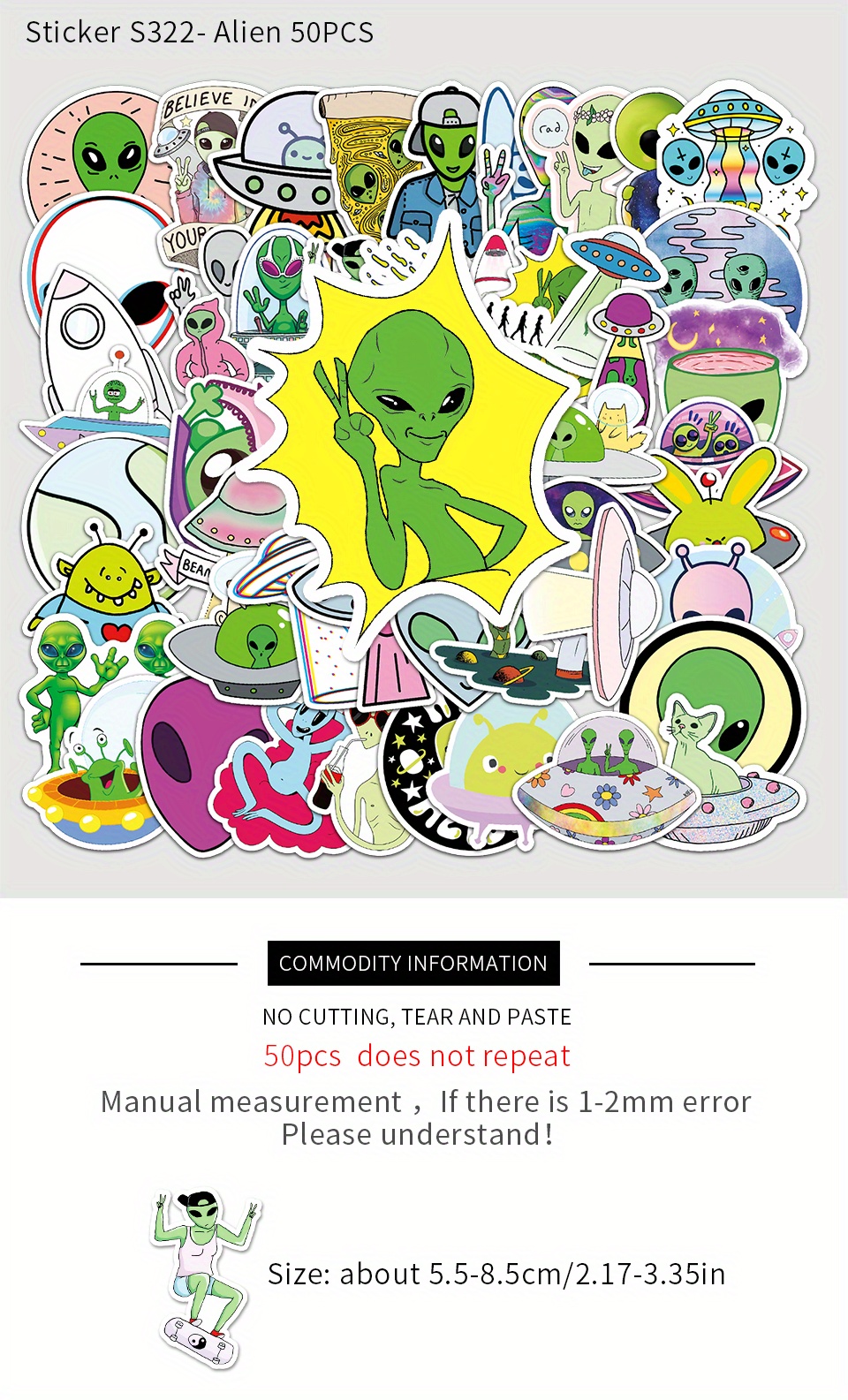 50pcs Pattern Waterproof Stickers For Water Bottles Laptop Scrapbook ...