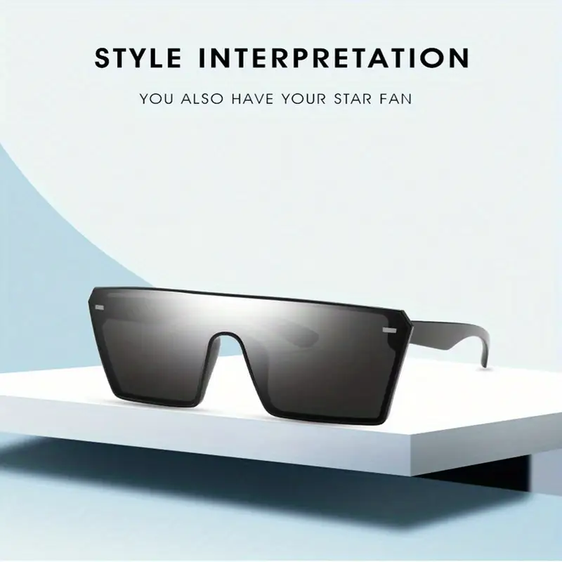 Oversized Frame Hip Hop Sunglasses Square Y2k Driving Eyeglasses Classic Rimless Punk Eyewear Temu
