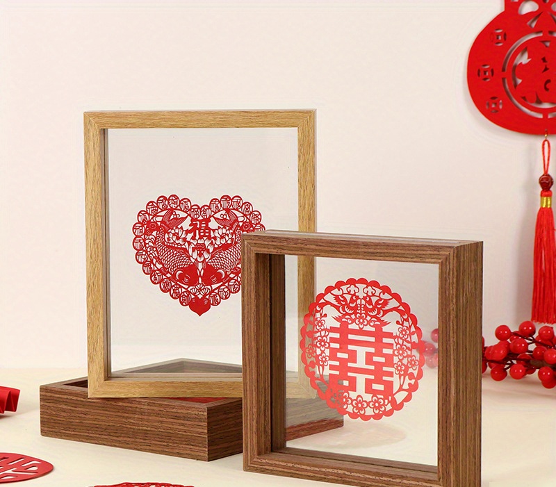 1 قطعة ، إطار صور زجاجي مع Paparcut ، إطار خشبي واضح على - Temu Saudi