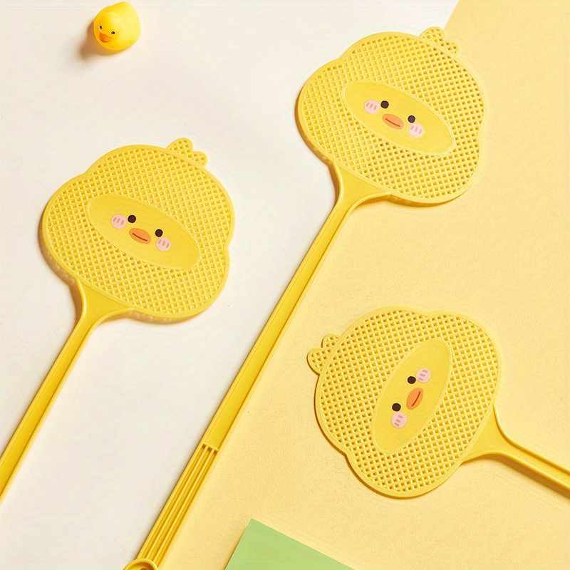 1pc Cartoon Cute Yellow Duck Fly Swatter With Long Handle Manual ...