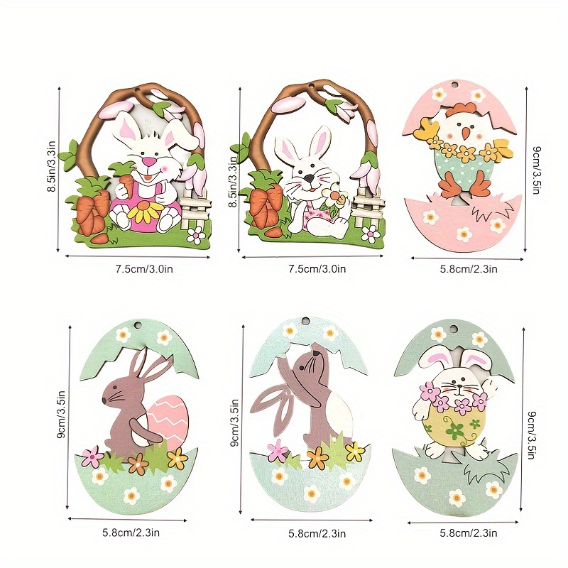 Easter Bunny Pendant Cartoon Animal Wood Carving Hanging - Temu Australia