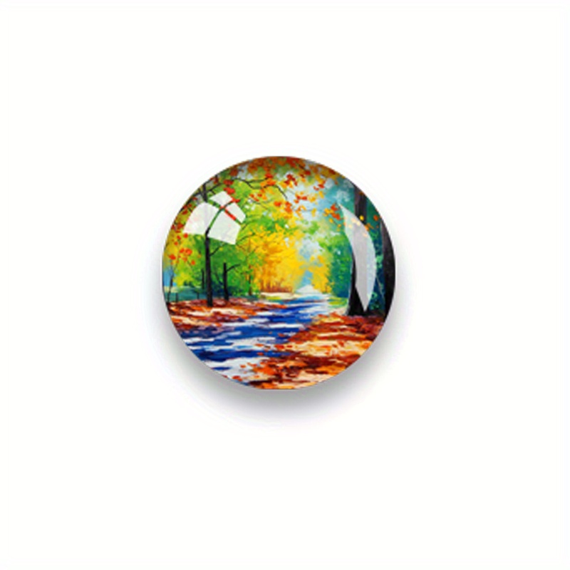 Refrigerator Magnets Oil Painting Landscape Circular Crystal - Temu