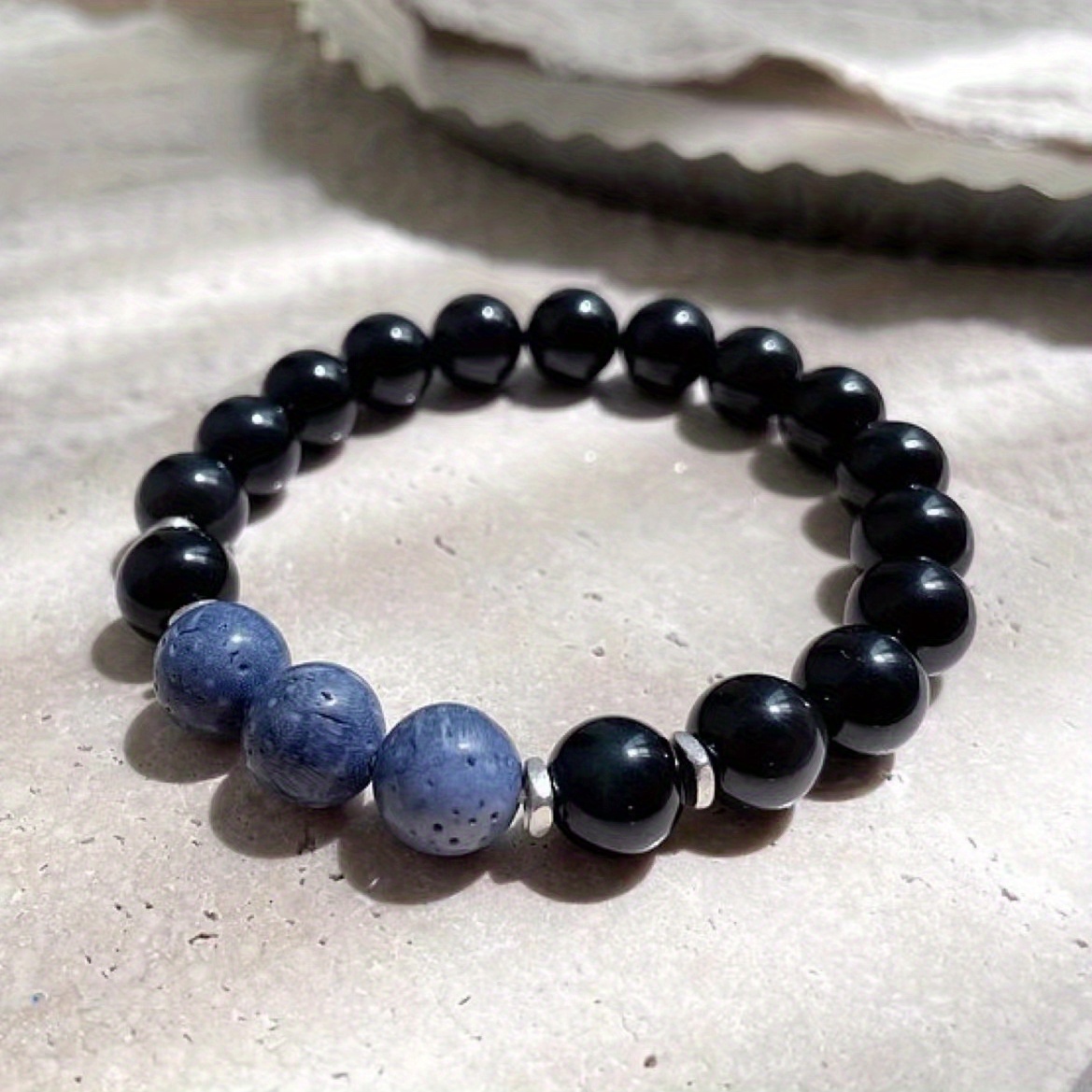 Designer Couple Bracelet Blue Coral Obsidian S925 Sterling - Temu ...
