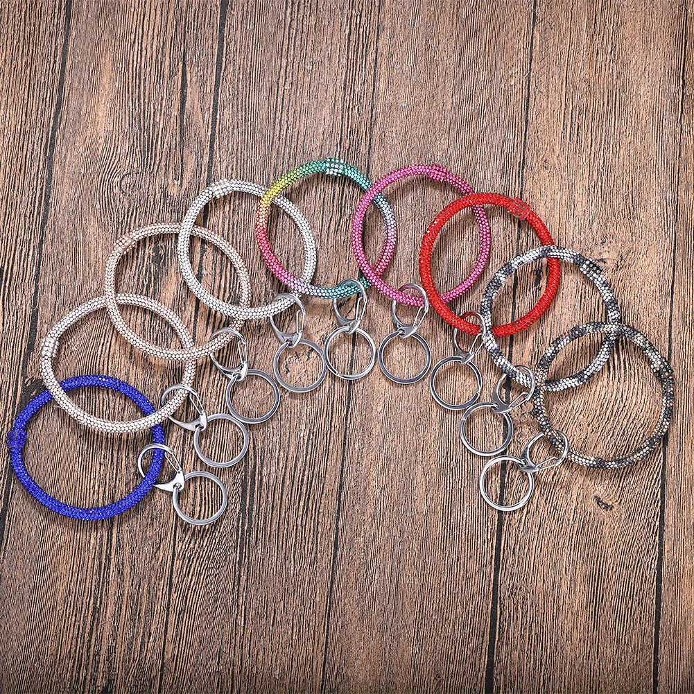 Glitter Round Charm Bracelet Keychain Rhinestone Decor Bag - Temu ...