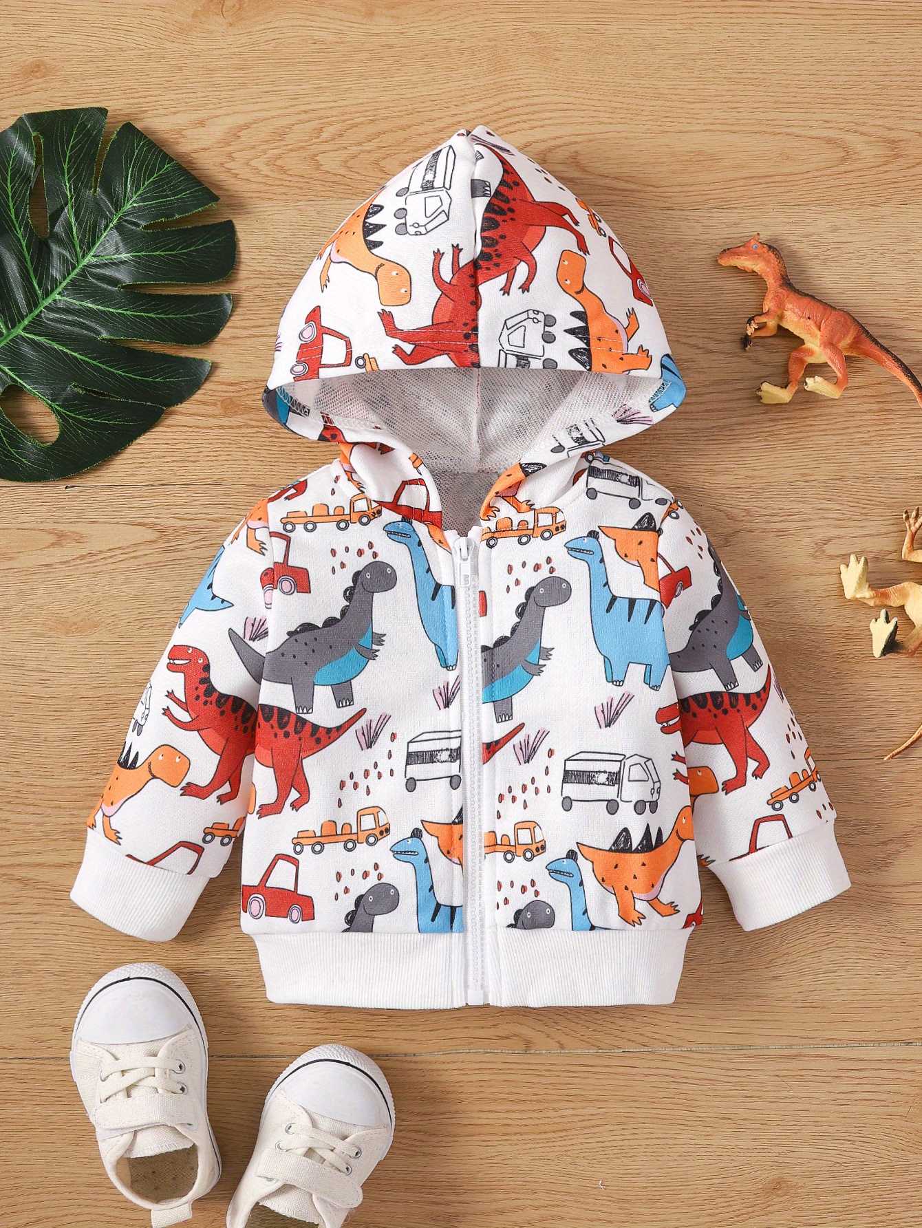 Boy Baby Casual Cute Dinosaur Print Long sleeved Hooded - Temu Australia