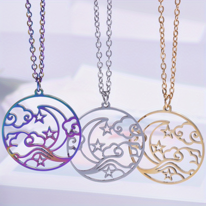 Colorful Stainless Steel Landscape Mountain Pendant Necklace - Temu Canada