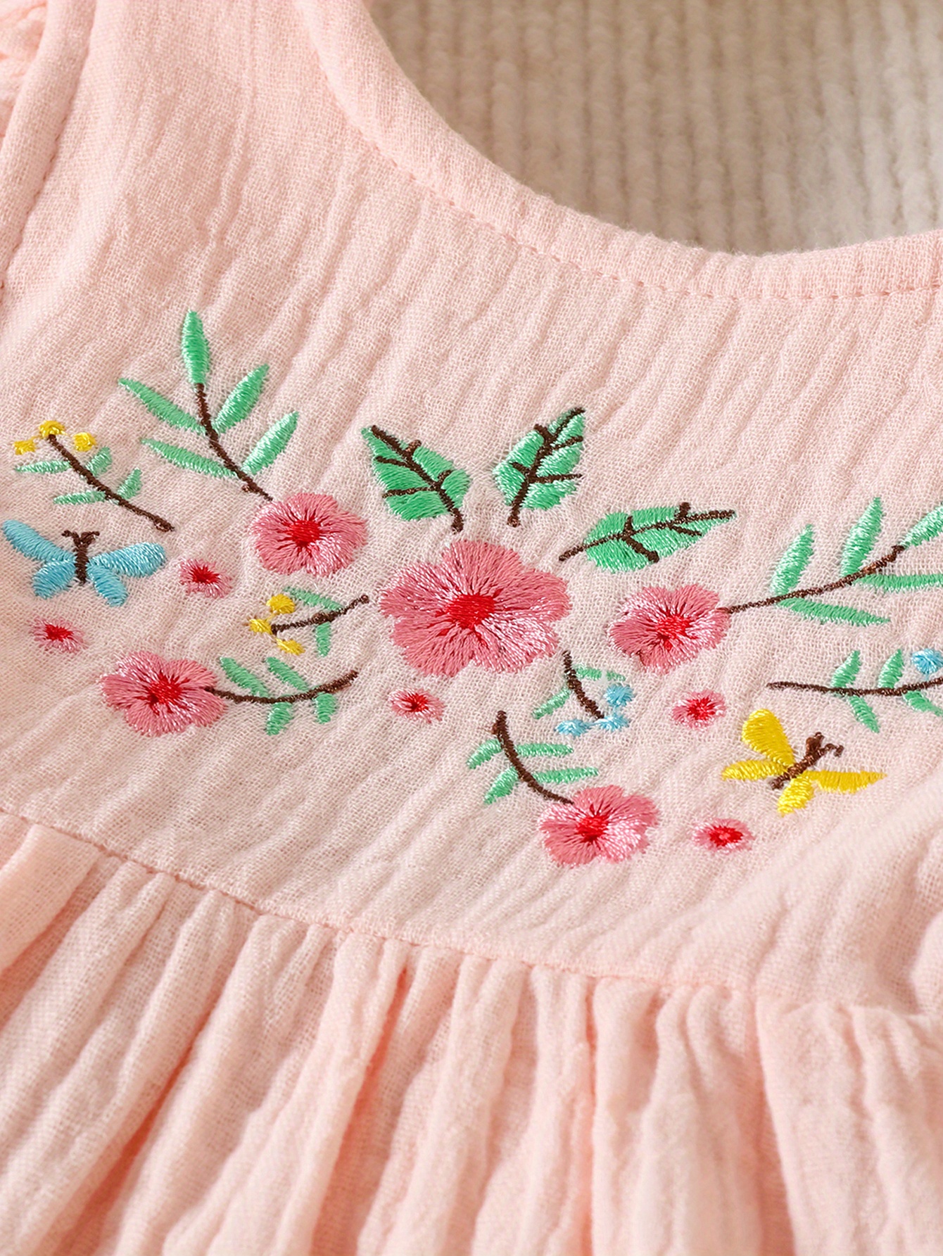 baby girls cute floral embroidery sleeveless dress clothes - {region_name}