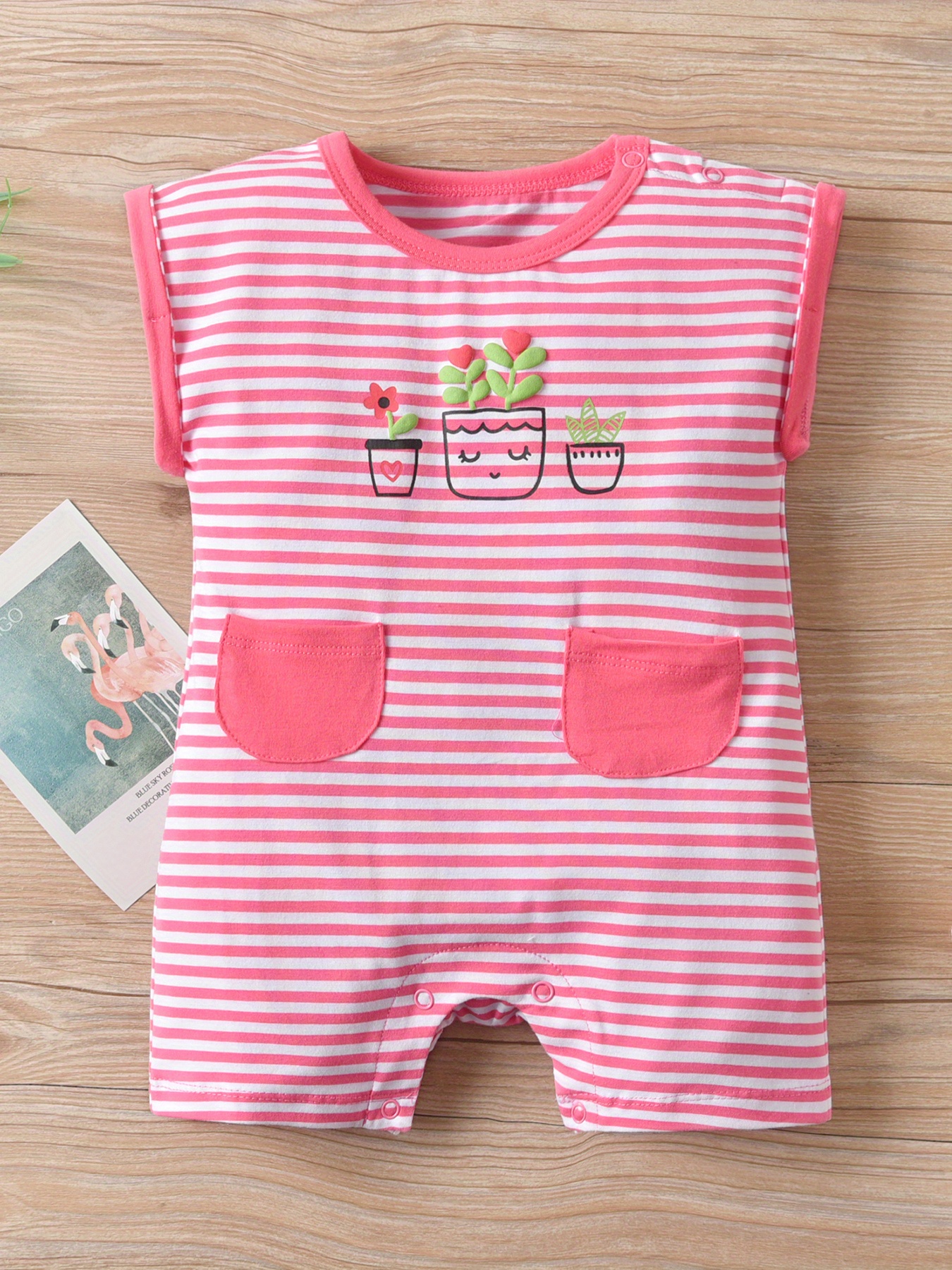 Baby Girls Casual Cartoon Embroidery Short Sleeve Romper - Temu Norway
